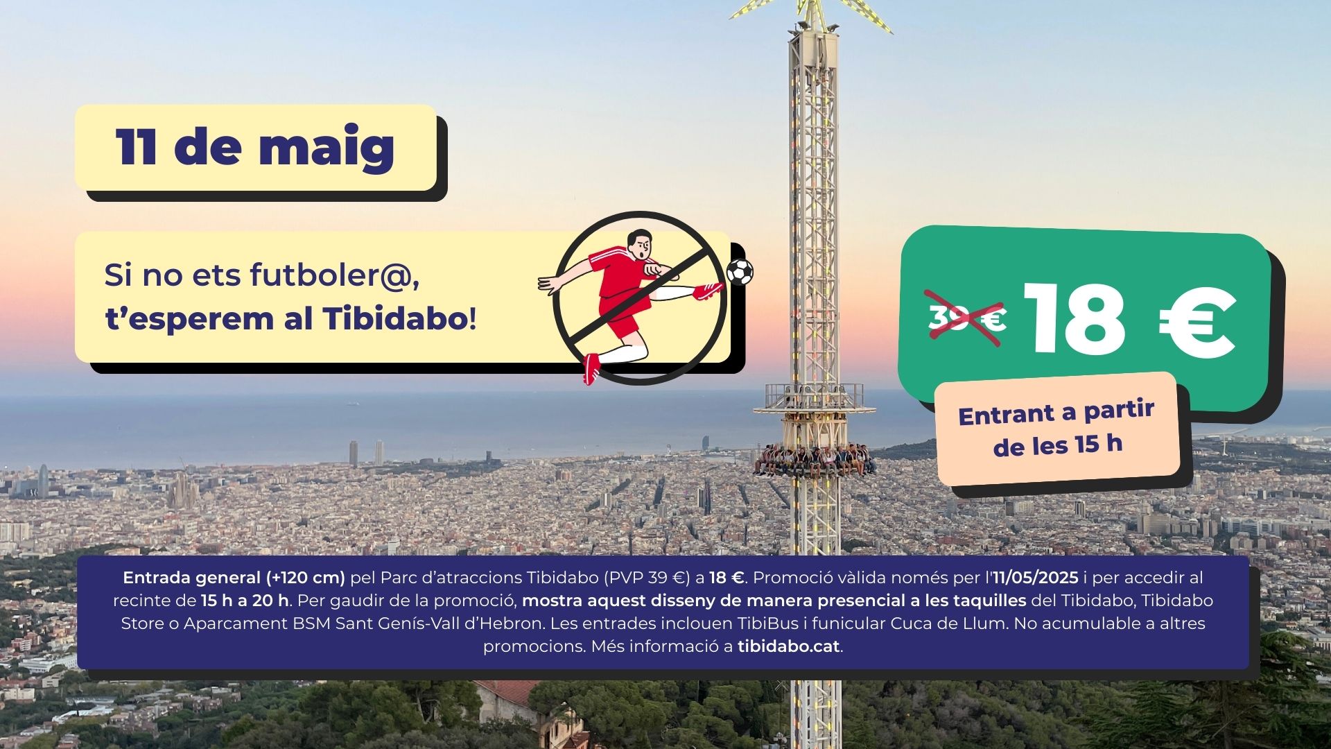 Si no eres futboler@, ¡ven al Tibidabo por 18 €! | Parque de atracciones Tibidabo